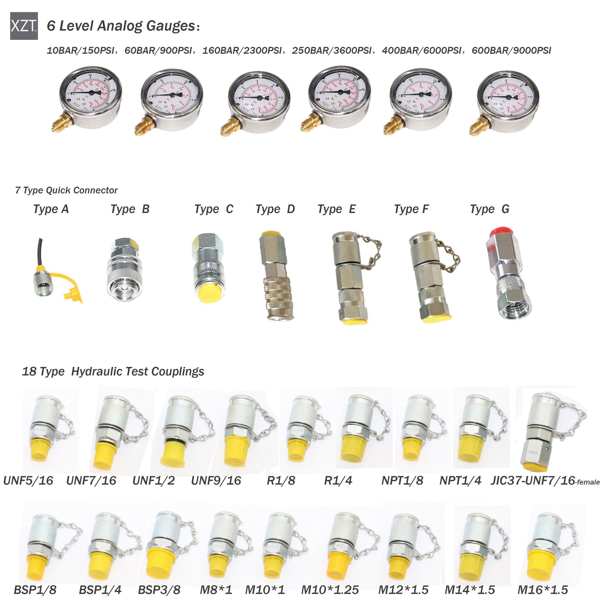 XZT 60A Free Shipping Digital Hydraulic Pressure Test Coupling Kit,Pre ...