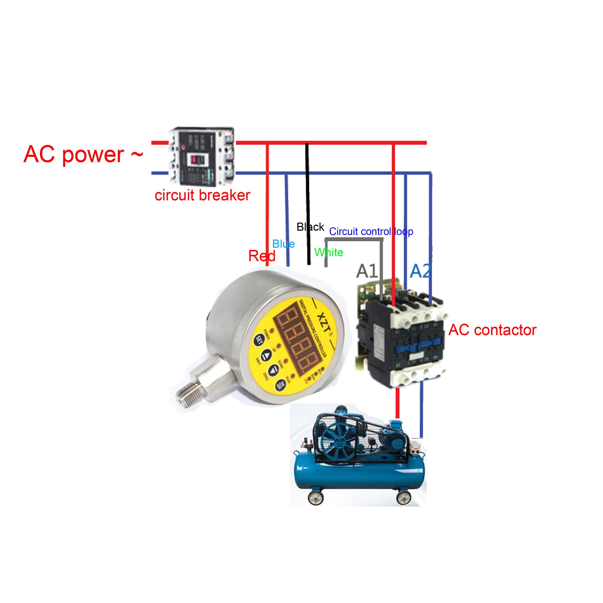 XZT 230PSI-NPT 110VAC 24VDC Digital Pressure Switch Controller,Pressur – XZT TOOL